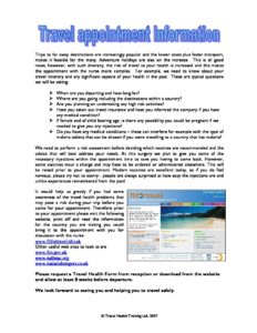 travel appointment information sheet – Yetminster Health Centre